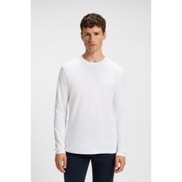 Langarmshirt BOSS Orange "Tacks", Herren, Gr. S, wei&szlig; (wei&szlig;100), Single Jersey, Obermaterial: 100% Baumwolle, regular fit normal, Rundhals, eingesetzt normaler Saum, Shirts Langarmshirt, mit Markenlogo auf der Brust