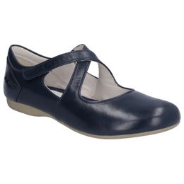 Riemchenballerina Josef Seibel "Fiona 72", Damen, Gr. 36, blau (nachtblau), Leder, Schuhe Riemchenballerina, Spangenschuh, Halbschuh, Festtagsschuh mit Klettverschluss