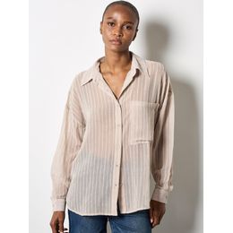 Apricot Chenille Stripe Semi-Sheer Shirt ' ' Damen Gr&ouml;&szlig;e S stone