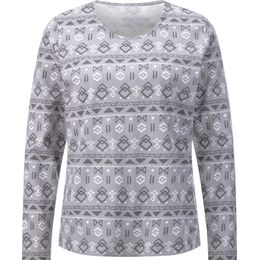 CR&Eacute;ATION L Damen Print-Shirt mit paspeliertem Rundhals-Ausschnitt steingrau-bedruckt Gr&ouml;&szlig;e 44