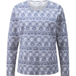 CR&Eacute;ATION L Damen Print-Shirt mit paspeliertem Rundhals-Ausschnitt taubenblau-bedruckt Gr&ouml;&szlig;e 50