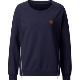Damen Sweatshirt mit Rippb&uuml;ndchen marine, Gr&ouml;&szlig;e 36