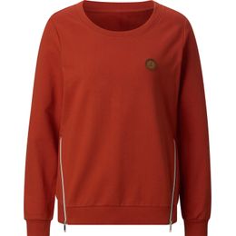 Damen Sweatshirt mit Rippb&uuml;ndchen rostrot, Gr&ouml;&szlig;e 50