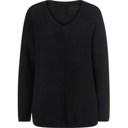 Heine Damen V-Ausschnitt-Pullover mit &uuml;berschnittener Schulter schwarz Gr&ouml;&szlig;e 34