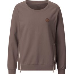 CR&Eacute;ATION L Damen Sweatshirt mit Rippb&uuml;ndchen dunkeltaupe Gr&ouml;&szlig;e 44