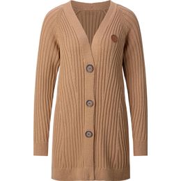 CR&Eacute;ATION L Damen Longstrickjacke in Ripp-Optik camel Gr&ouml;&szlig;e 38