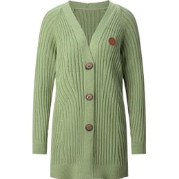 CR&Eacute;ATION L Damen Longstrickjacke in Ripp-Optik eucalyptus Gr&ouml;&szlig;e 38