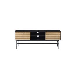 Salesfever TV-Lowboard mit Stauraum - aus Echtholzfurnier & Metallgestell in Schwarz/Eiche | Gr.: onesize