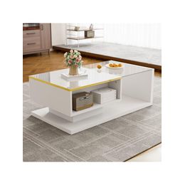 ABRIHOME LED Couchtisch mit Glasplatte und LED-Beleuchtung in Hochglanz-Schwarz | Gr.: onesize