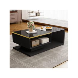 ABRIHOME LED Couchtisch mit Glasplatte und LED-Beleuchtung in Hochglanz-Schwarz | Gr.: onesize
