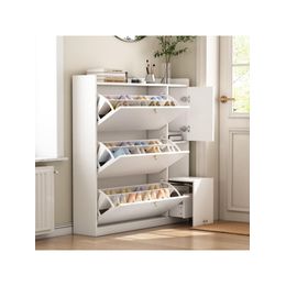 ABRIHOME Freistehender Schuhschrank mit Stauraum und Sitzfläche in weiß | Gr.: onesize