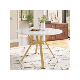 ABRIHOME Marmor-Esstisch Rund Ø100cm mit Stauraum in Gold | Gr.: onesize