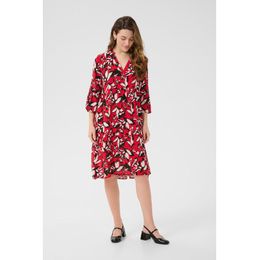 Kaffe Kleid KAhera A-shape in True Red/Pink Graphic Flower | Gr.: 34