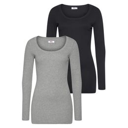 Flashlights Langarmshirt in grau, schwarz | Gr.: 36-38