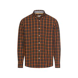Karohemd Camel Active, Herren, Gr. L, N-Gr, braun (cinnamon), Web, Obermaterial: 100% Baumwolle, kariert, regular fit taillenbedeckt, ohne Ausschnitt, Manschette, Hemden Karohemd, mit Logo Stickerei