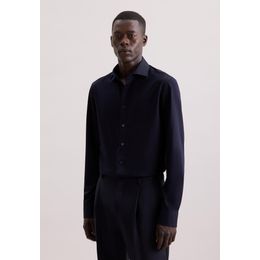 Businesshemd Seidensticker "Schwarze Rose", Herren, Gr. S (38), normale &Auml;rmell&auml;ngen, blau (dunkelblau), 91% Baumwolle, 9% Elasthan, unifarben, slim fit, 2-Knopf-Manschette, Hemden, Slim 1/1 Kentkragen Uni