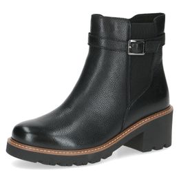 Chelseaboots Caprice, Damen, Gr. 39, schwarz, Leder, Schuhe Chelseaboots, Blockabsatz, Herbstboots, Stiefelette mit dezenter Zierschnalle