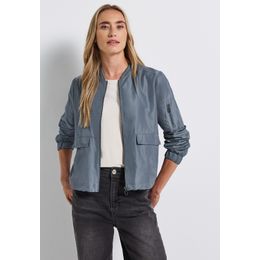 Blouson Street One, Damen, Gr. 42, slate blau, Stoff, Obermaterial: 100% Polyester; Futter: 100% Polyester, unifarben, normal normal, Rundhals, elastischer Bund, Jacken Blouson, mit Elastikbund an den &Auml;rmeln