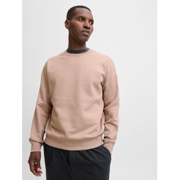 Jack & Jones Sweatshirt JACK & JONES "JJESTAR BASIC SWEAT CREW NECK NOOS", Herren, Gr. L, mocha meringue, angeraute Sweatware, Obermaterial: 70% Baumwolle, 30% Polyester, unifarben, relaxed fit taillenbedeckt, Rundhals, Rippb&uuml;ndchen, Sweatshirts Sweatshirt, mit Rundhalsausschnitt
