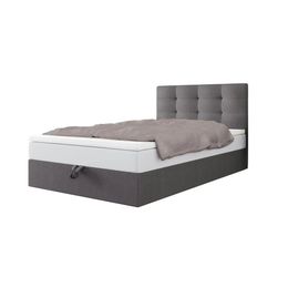 Höffner Boxbett mit Stauraum Matratze H3 und Topper Duo grau Maße (cm): B: 120 H: 102 » Höffner