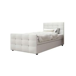 Höffner Boxbett mit Stauraum Matratze H3 und Topper Kleo weiß Maße (cm): B: 90 H: 105 » Höffner