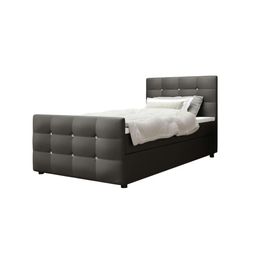 Höffner Boxbett mit Stauraum Matratze H3 und Topper Kleo grau Maße (cm): B: 90 H: 105 » Höffner