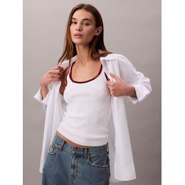 Calvin Klein Jeans Top Damen Gr&ouml;&szlig;e M dunkelrot / wei&szlig;
