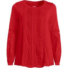 LANDS' END Biesenshirt aus Baumwoll/Modalmix, Damen,  Rot, Baumwoll-Mischung/Viskose-Mischung, by Lands' End