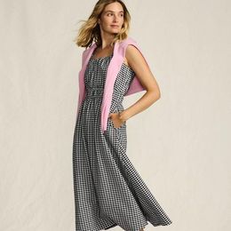 LANDS' END Gingham-Midikleid, Damen,  Schwarz, Baumwolle/Polyester/Polyester-Mischung, by Lands' End