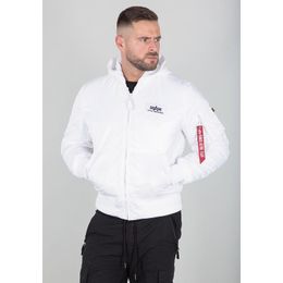 Alpha Industries Bomberjacke »MA-1 Zip Hood Backprint« white/black Flight Nylon Stoff