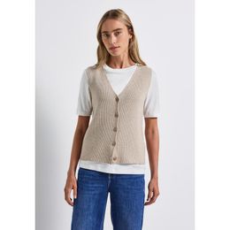 Street One Strickweste in Ripp-Optik und mit Knopfleiste morning beige mel 40 40 Softe Rippstrick-Weste von Street One