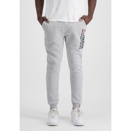 Alpha Industries Jogginghose &raquo;Alpha Block-Logo Jogger&laquo; grey heather S - Normalgr&ouml;&szlig;en Normalgr&ouml;&szlig;en S Elastischer Taillenbund