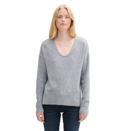 Tom Tailor Denim Strickpullover mit V-Ausschnitt cement grey mélange M (38) M (38) Pullover von Tom Tailor Denim
