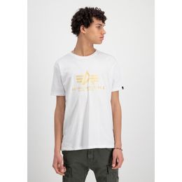 Alpha Industries T-Shirt »Basic T-Shirt BL Foil Print« white/yellow gold XL XL Single Jersey Stoff