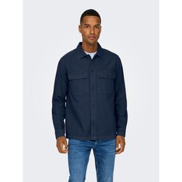 Only & Sons ONLY & SONS Langarmhemd »ONSOLIVER TWILL OVERDYE OVERSHIRT BF« Dress Blues XL - N-Gr N-Gr XL Cooles Hemd von Only & Sons