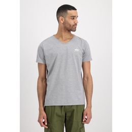 Alpha Industries T-Shirt »Basic V-Neck T-Shirt SL« grey heather XS XS Flag Label am linken Ärmel