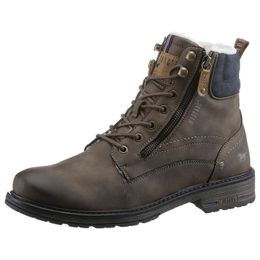 Mustang Shoes Schn&uuml;rboots mit seitlichem Rei&szlig;verschluss f&uuml;r leichteres Schlupfen dunkelbraun 46 46 Modischer Schn&uuml;rboots mit Mustang-Logoschriftzug...