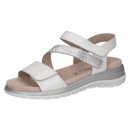 Caprice Riemchensandale, Keilsandalette, Bequemschuh, Sommerschuh im Metallic-Look weiß-silberfarben 40 40 Sportive Sandale in bequemer Form