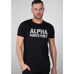 Alpha Industries T-Shirt »Alpha Camo Print T-Shirt« black/digi white camo 5XL 5XL Gewebtes Alpha Label links am Saum