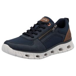 RIEKER SPORT Sneaker, Schnürschuh, Freizeitschuh, Halbschuh mit Reißverschluss dunkelblau-braun 45 45 Sneaker mit zusätzlichem Reißverschluss