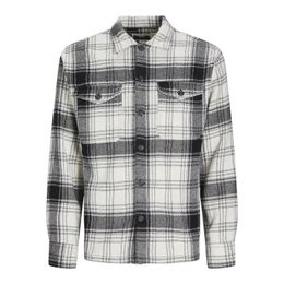Jack & Jones JACK & JONES Langarmhemd »JCOEDDIE CHECK WOOL BLEND OVERSHIRT LS« Overshirt Form Cloud Dancer S - N-Gr N-Gr S Cooles Hemd von Jack & Jones