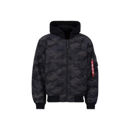 Alpha Industries Bomberjacke »MA-1 Zip Hood Back EMB Camo« black camo XXL XXL Flight Nylon Stoff