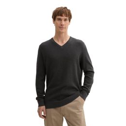 Tom Tailor Strickpullover mit V-Ausschnitt black grey melange L L Herren Pullover von Tom Tailor