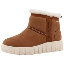 Tom Tailor Winterboots, Keilabsatz, Kurz-Stiefelette mit wasserabweisender TEX-Ausstattung braun 33 33 Kurz-Stiefelette mit auffälliger Ziernaht...