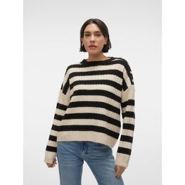Véro Moda VERO MODA Rundhalspullover »VMELYA LS O-NECK BUTTON PULLOVER GA BOO« Black Stripes:W. BIRCH XS XS Strickpullover von Vero Moda