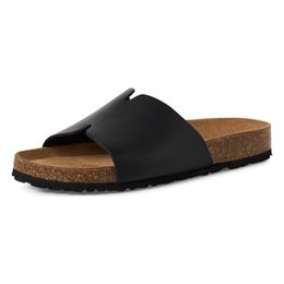 Tamaris Pantolette, Sommerschuh, Flats, Schlupfschuh mit breiter Bandage schwarz 37 37 Pantolette mit vorgeformtem Fubßett