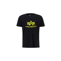 Alpha Industries T-Shirt »Basic T-Shirt BL Neon Print« black/neon yellow L L Single Jersey Stoff