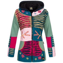 ANKERGLUT Fleecejacke &raquo;Patchwork Multicolor NUNAVUT II NEW FLOWER POWER&laquo; pink 36 (S) 36 (S) Sehr aktuelle Damen Patchwork Outdoor Jacke mit Kapuze