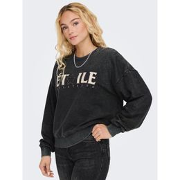 Only Sweatshirt »ONLPENELOPE L/S BEADS O-NECK SWT« Black Print:Etoile S (36) S (36) Sweater von Only
