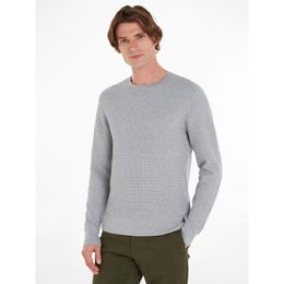 Calvin Klein Rundhalspullover &raquo;WAFFLE STRUCTURE SWEATER&laquo; mit Markenlabel Light Grey Heather M M Pullover von Calvin Klein Menswear